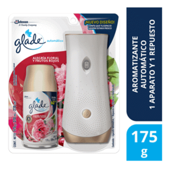 Ambientador Glade Automático Frutos Rojos x 175 gr + Unidad Decorativa